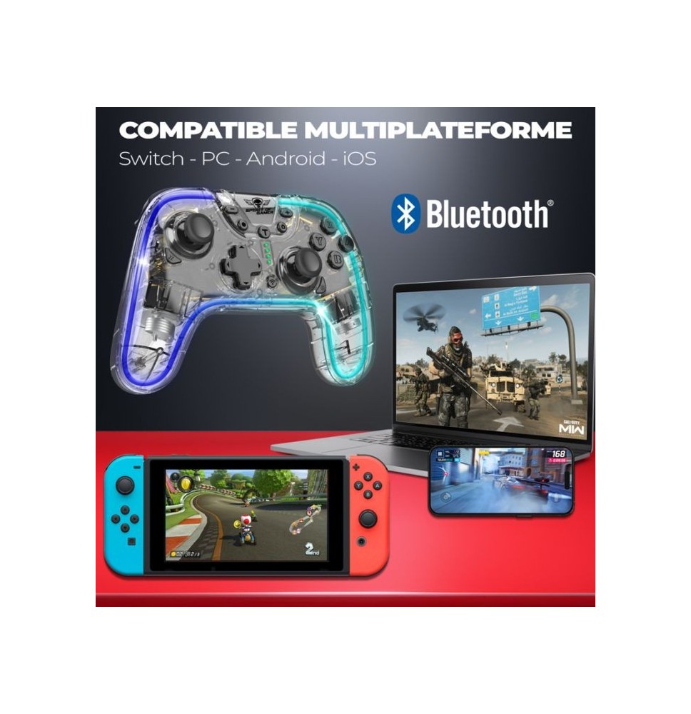 Manette Gamer Sans Fil SPIRIT OF GAMER PULSE RGB - Transparente