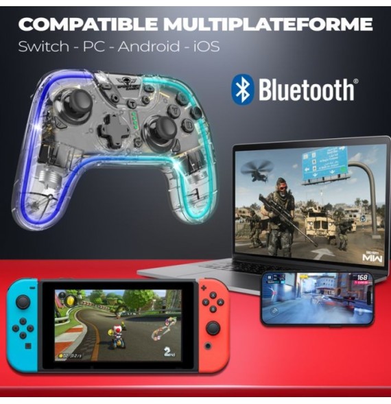 Manette Gamer Sans Fil SPIRIT OF GAMER PULSE RGB - Transparente