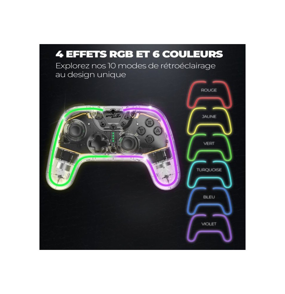 Manette Gamer Sans Fil SPIRIT OF GAMER PULSE RGB - Transparente
